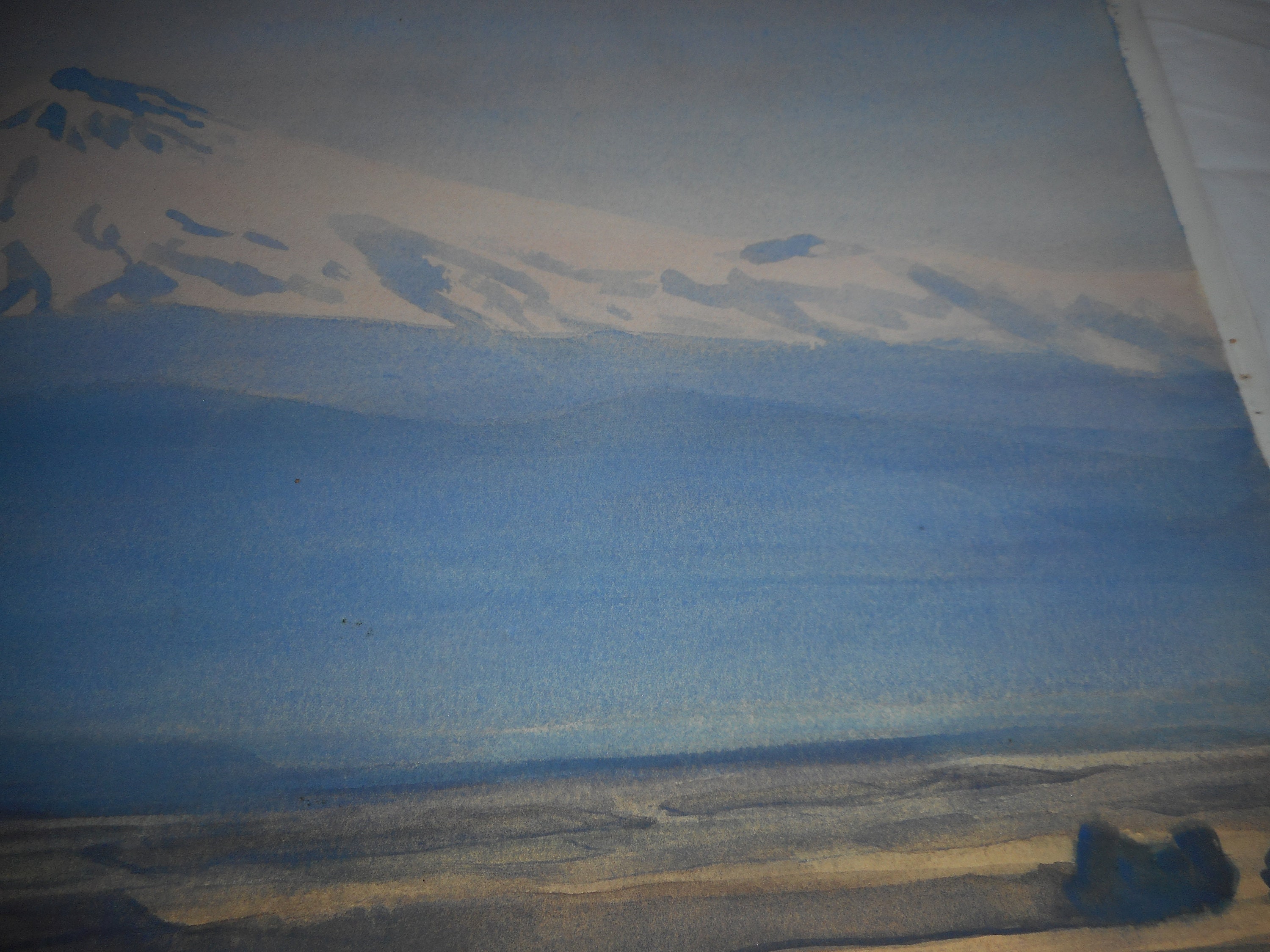 Central Oregon Snow Covered Mountain Watercolor Mid Century Original ...