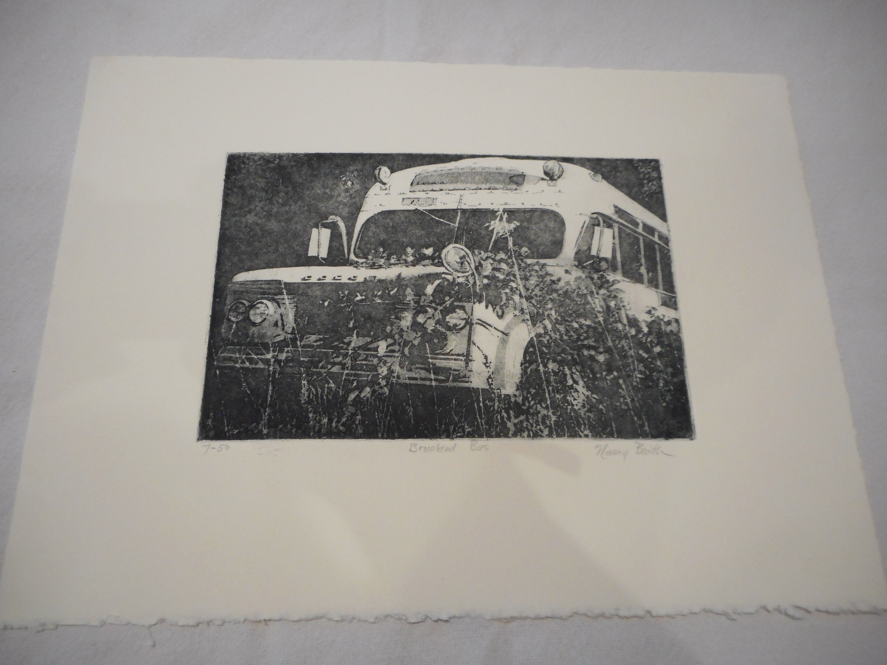 1960's Stylized Briceland Old Bus Intaglio Print by Mendocino Print ...