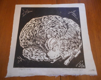 1960's Three Horses Running Mendocino Wood Cut / Linocut Mid Century ...