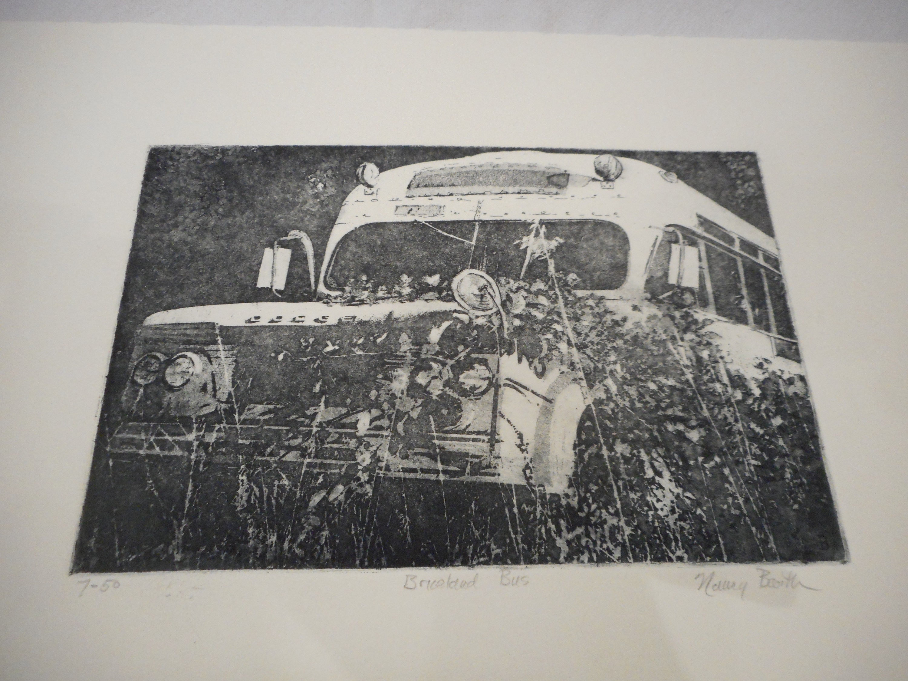 1960's Stylized Briceland Old Bus Intaglio Print by Mendocino Print ...
