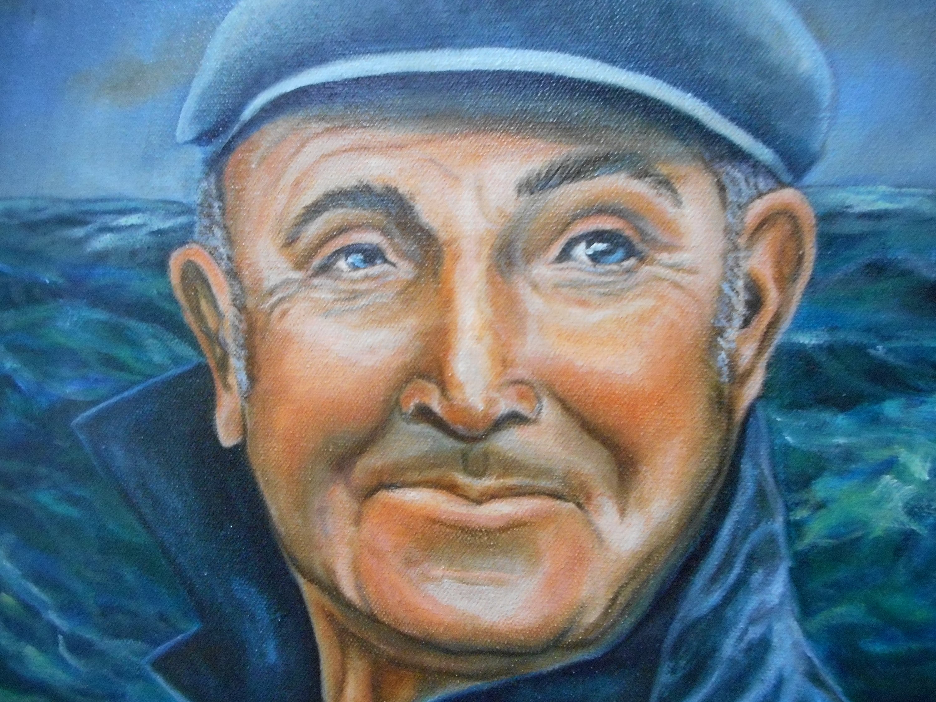 Sean Connery Sailor Portrait Mid Century Original Artwork Nautical Sea ...