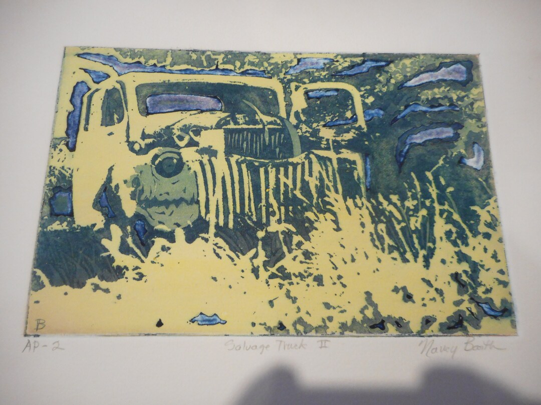 1960s Salvage Truck Intaglio Print: Mid-century Modern Artwork by Nancy ...