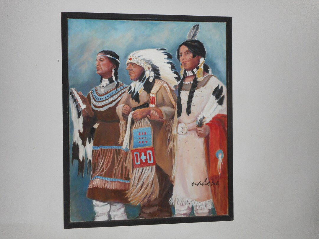 Native American Tribal Council Mid Century Original Oil Painting - Etsy