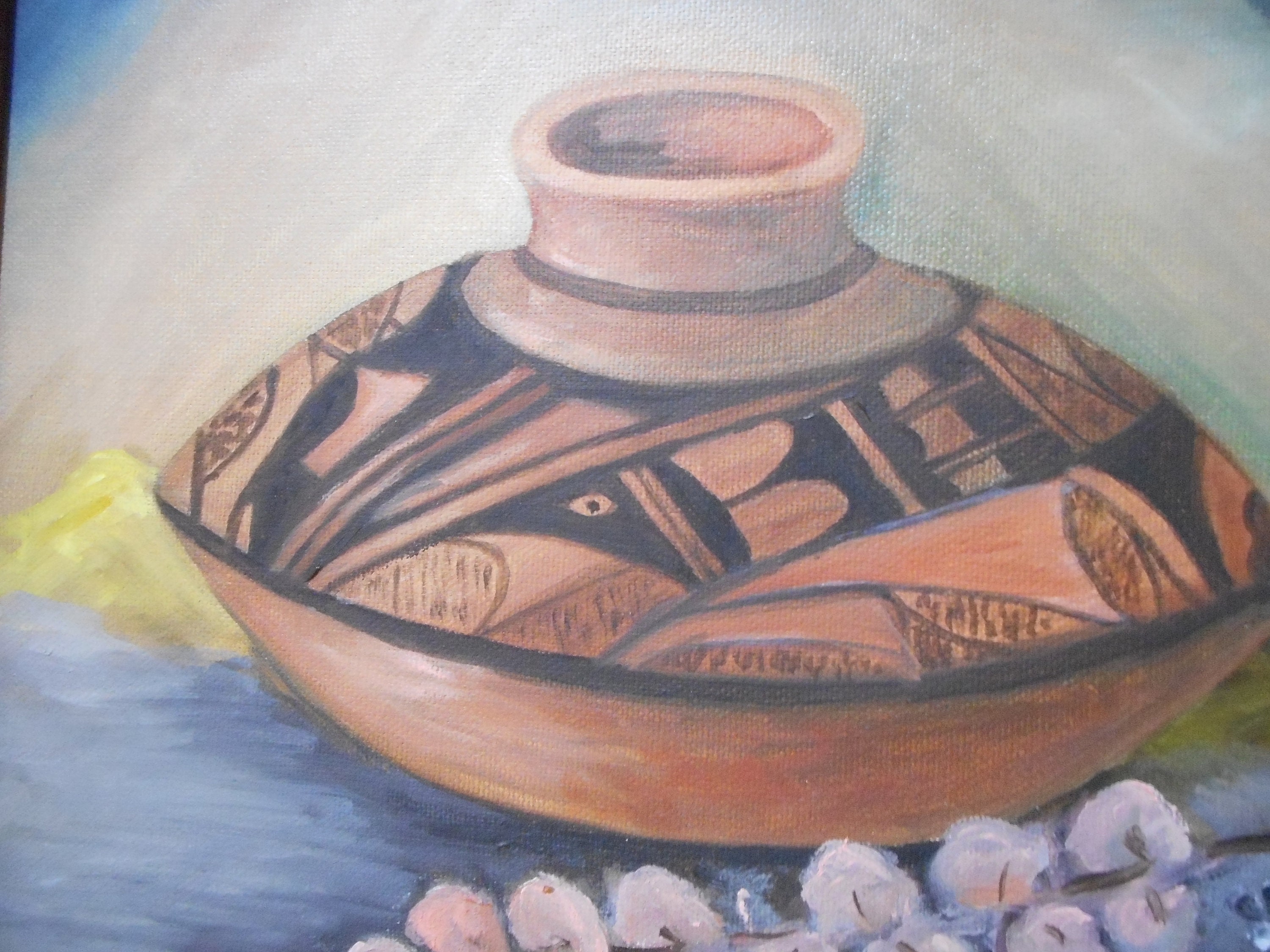 Native American Indian Still Life Pottery Yucca Bloom and - Etsy