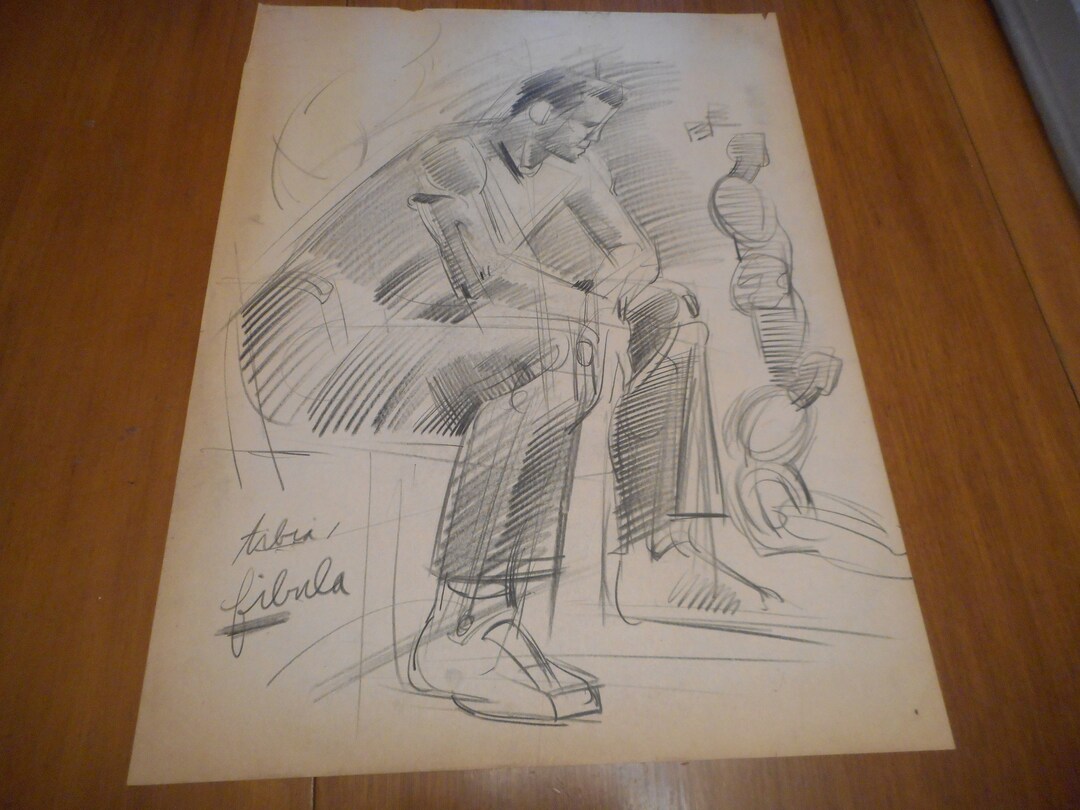 1950's Mechanical Male Fine Art Sketch Mid Century Original Artwork - Etsy