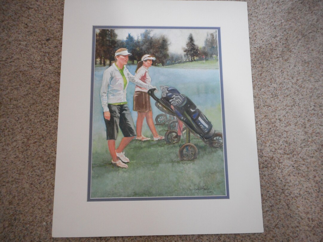 Vintage Golf Watercolor Painting: Bend Oregon Landscape Art by Sarah B ...