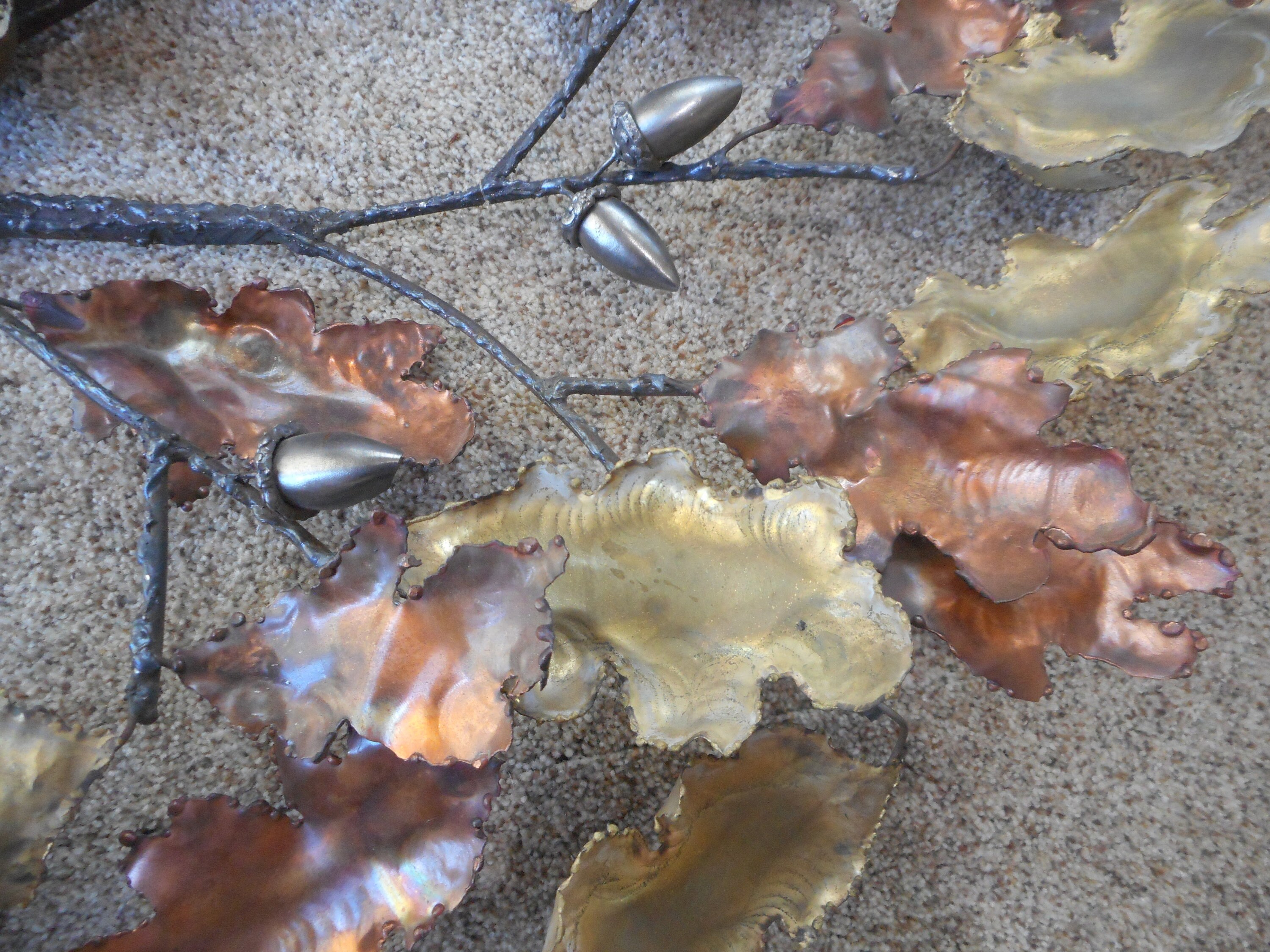 Large Brutalist Metal Sculpture Oak Branch With Acorns Torch - Etsy