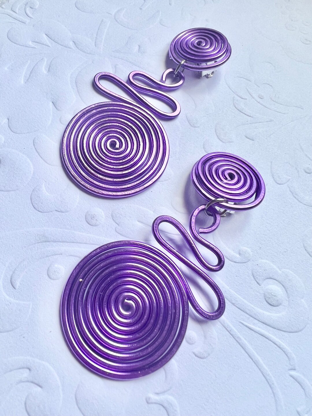 Purple Wire Swirl Flat Hammered Matte Aluminum Earrings - Etsy