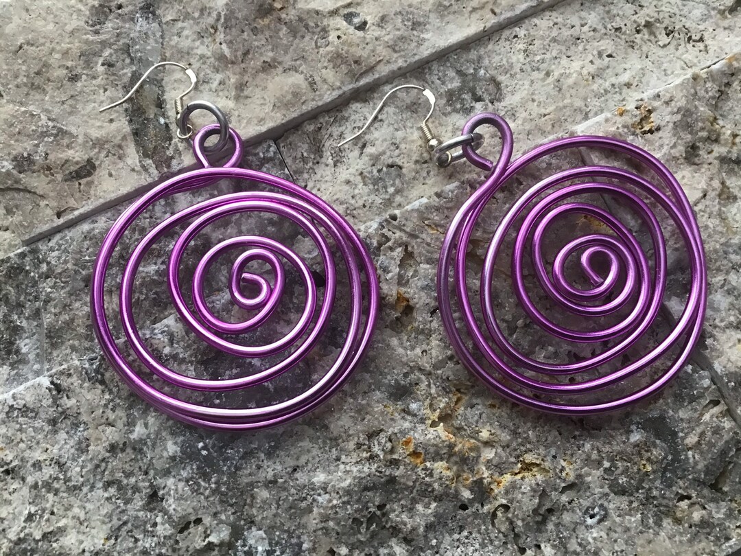 Purple Swirl Aluminum Earrings: Sterling Silver Ear Wire - Etsy