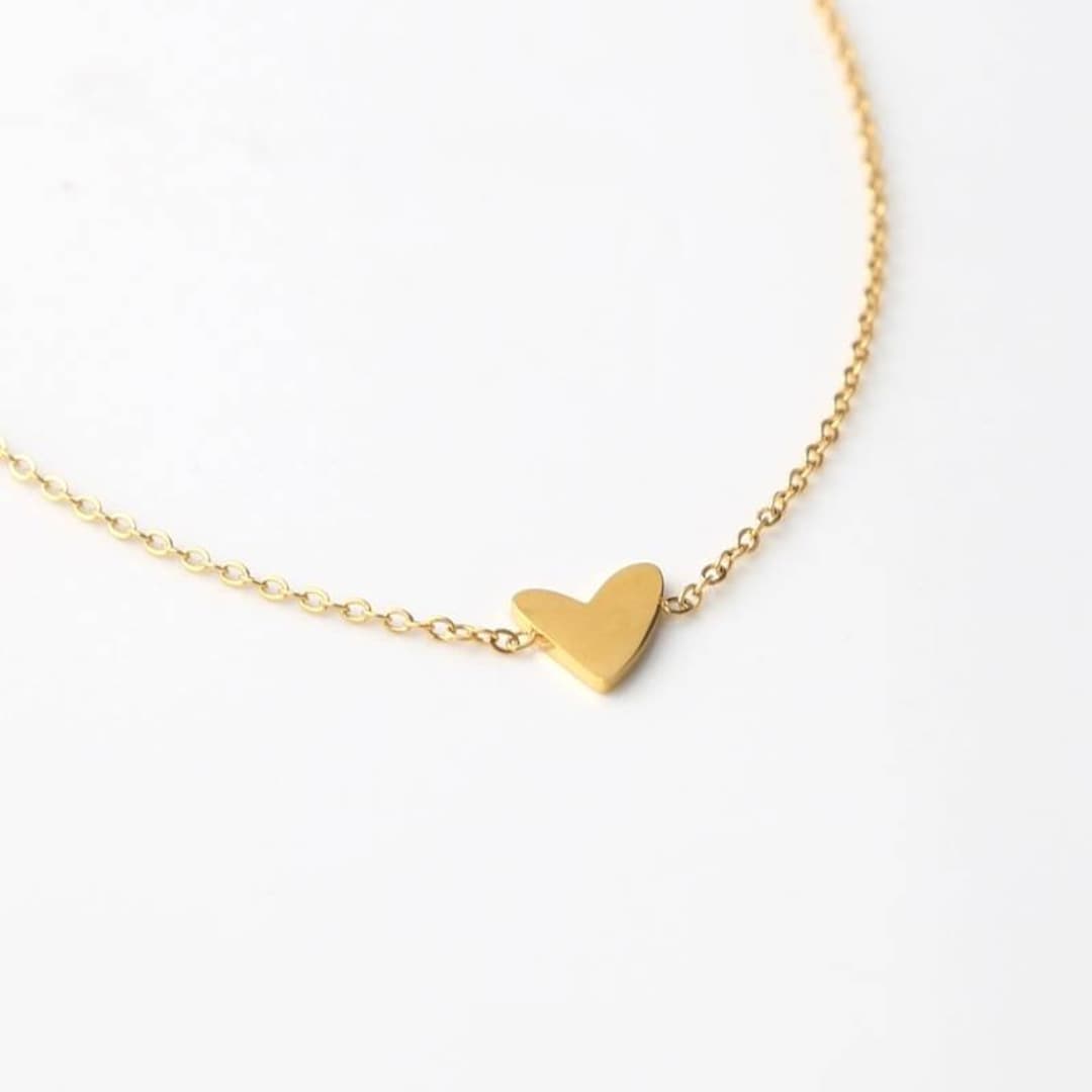 Sierlijke gouden hart ketting, liefde ketting, kleine hart ketting ...
