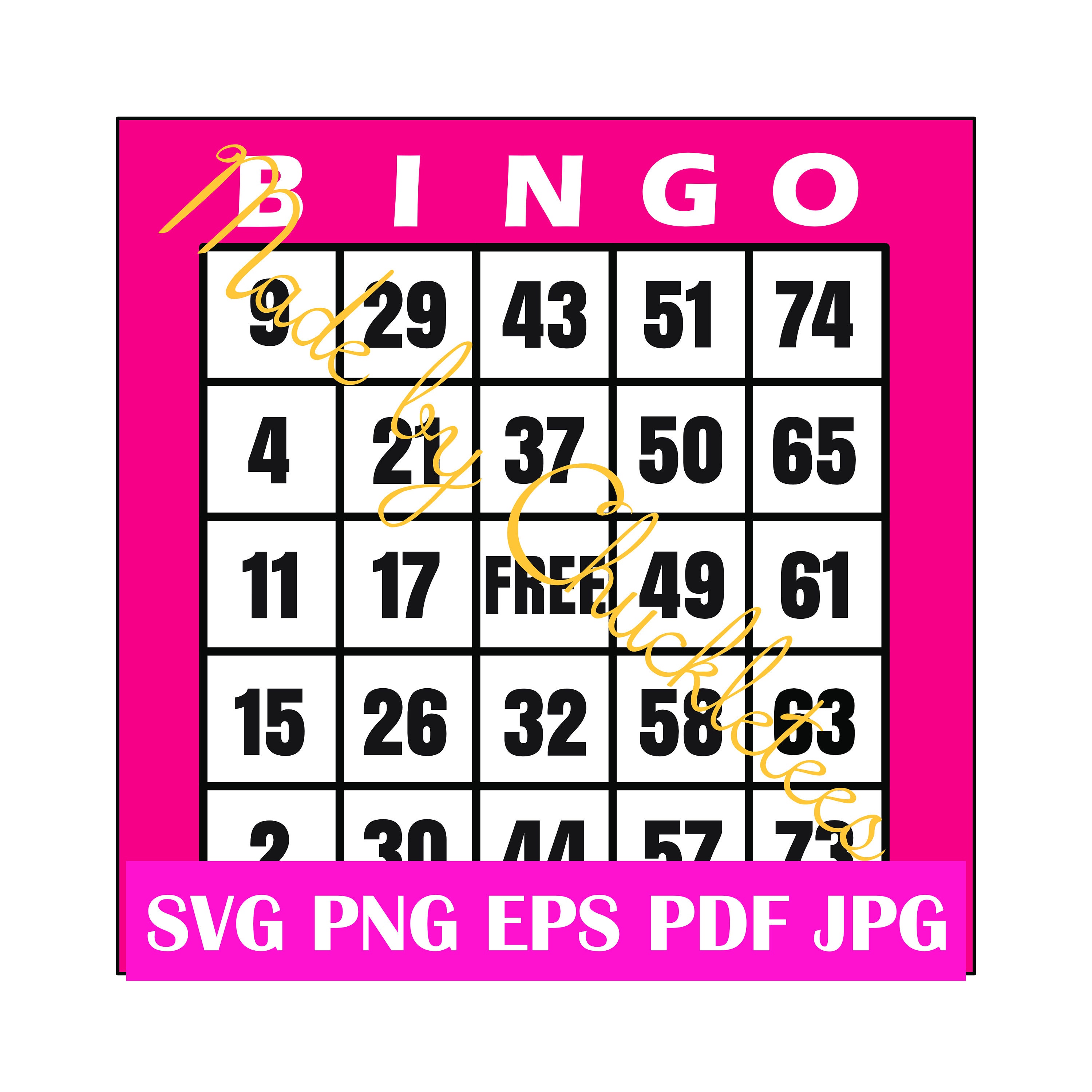 Bingo Cards Printable Pdfs and SVG S Separate and Together Cutting File ...