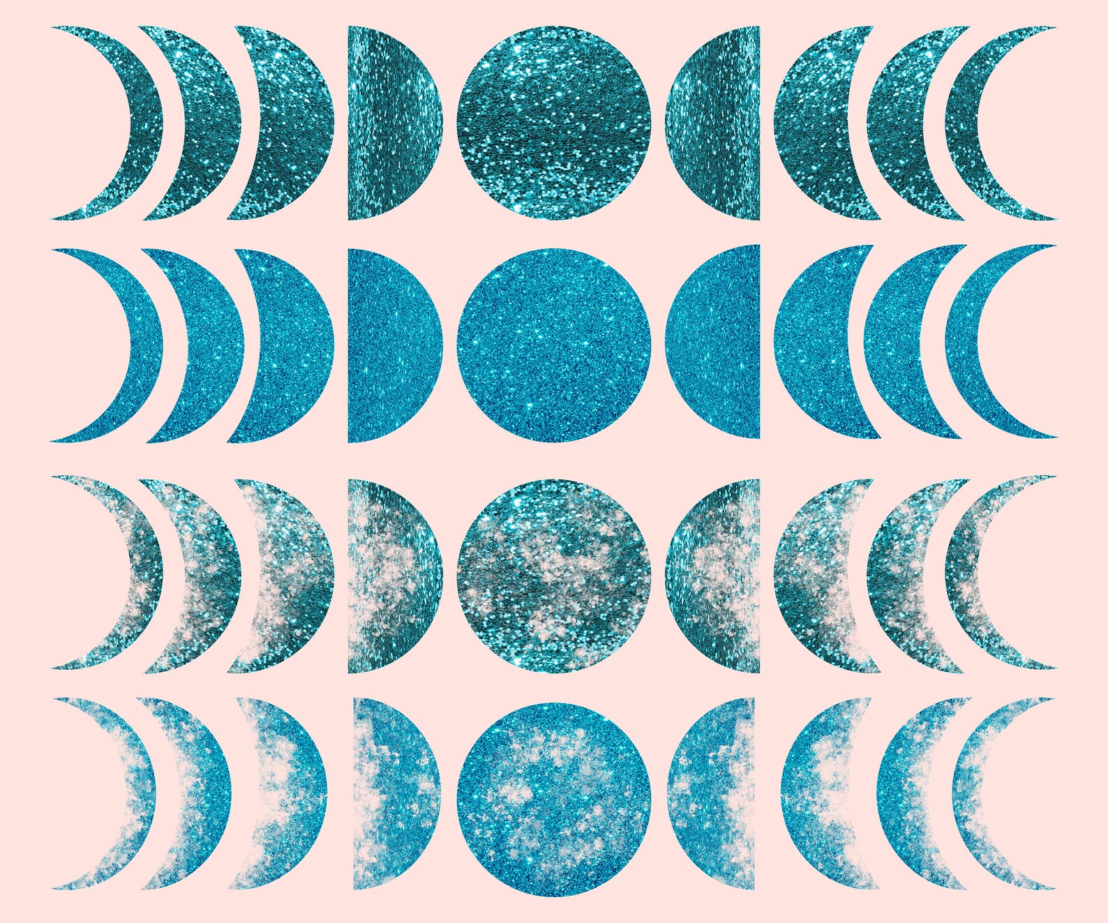 Aqua Moon Phases Overlays and Solid Glitter Png Downloads for ...