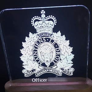 RCMP Badge Acrylic Lighted Plaque. Police Badge, Personalized Royal ...
