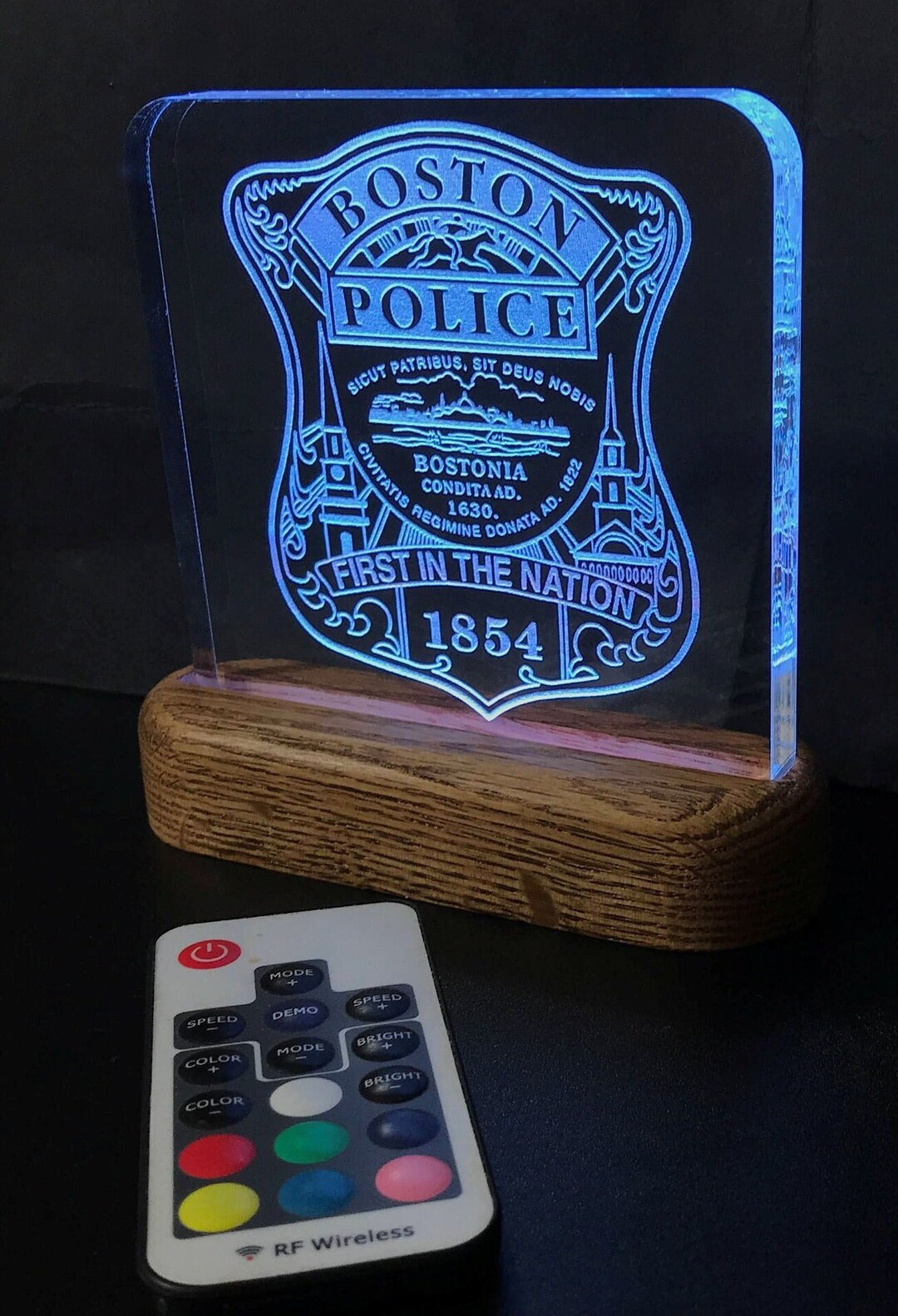 Boston Police Badge Acrylic Lighted Plaque. Police Badge, Personalized ...