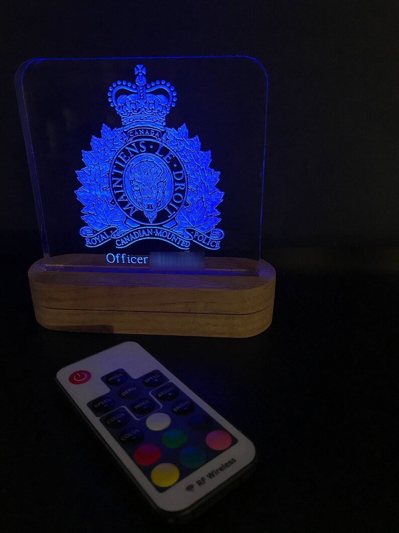 RCMP Badge Acrylic lighted plaque. Police Badge Personalized | Etsy