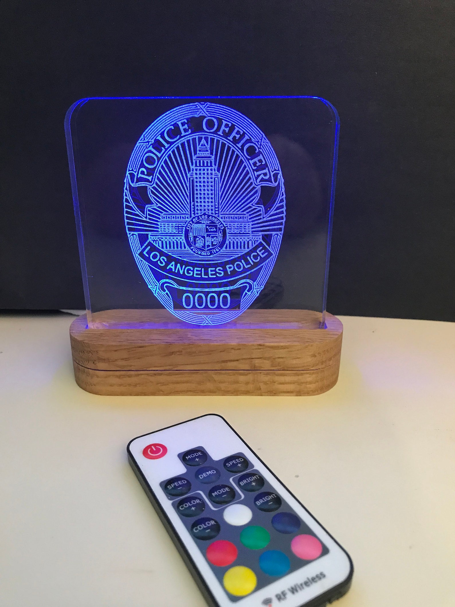 LAPD Badge Acrylic Lighted Plaque. Police Badge Personalized | Etsy