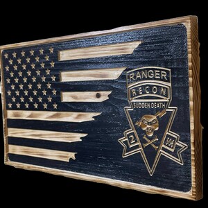 US Army 101st Airborne Div 2nd BN 506 INF Recon Sudden Death Flag, Rustic Burnt Wood American ...