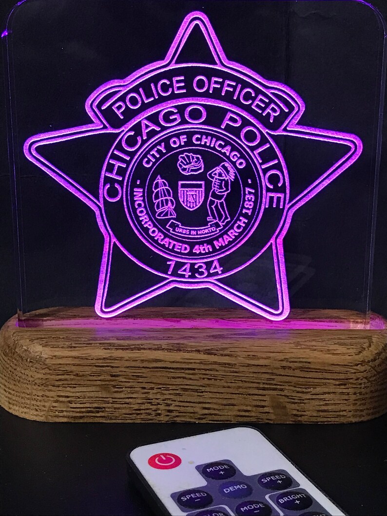 Chicago Police Badge Acrylic Lighted Plaque. Police Badge, Personalized ...