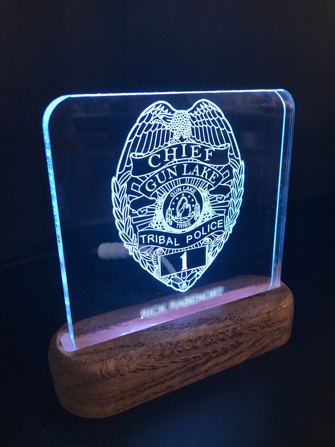 Gun Lake Tribal Police Badge Acrylic Lighted Plaque. Police Badge ...