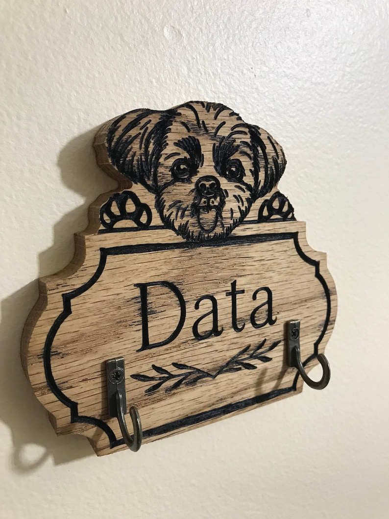 Personalized Shih Tzu Leash Holder Dog Leash Hanger Wood Dog | Etsy