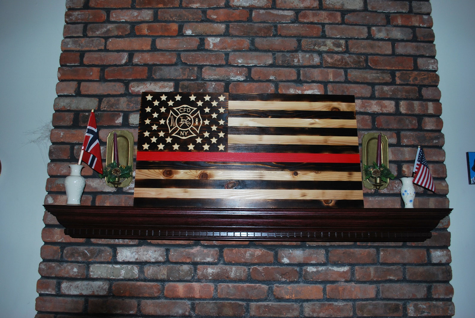 Maltese Cross Red Line Flag Wood Flag Fire Fighterfirst - Etsy