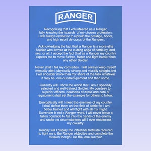 Ranger Creed Lighted Plaque, U.S. Army Ranger Creed Plaque - Etsy