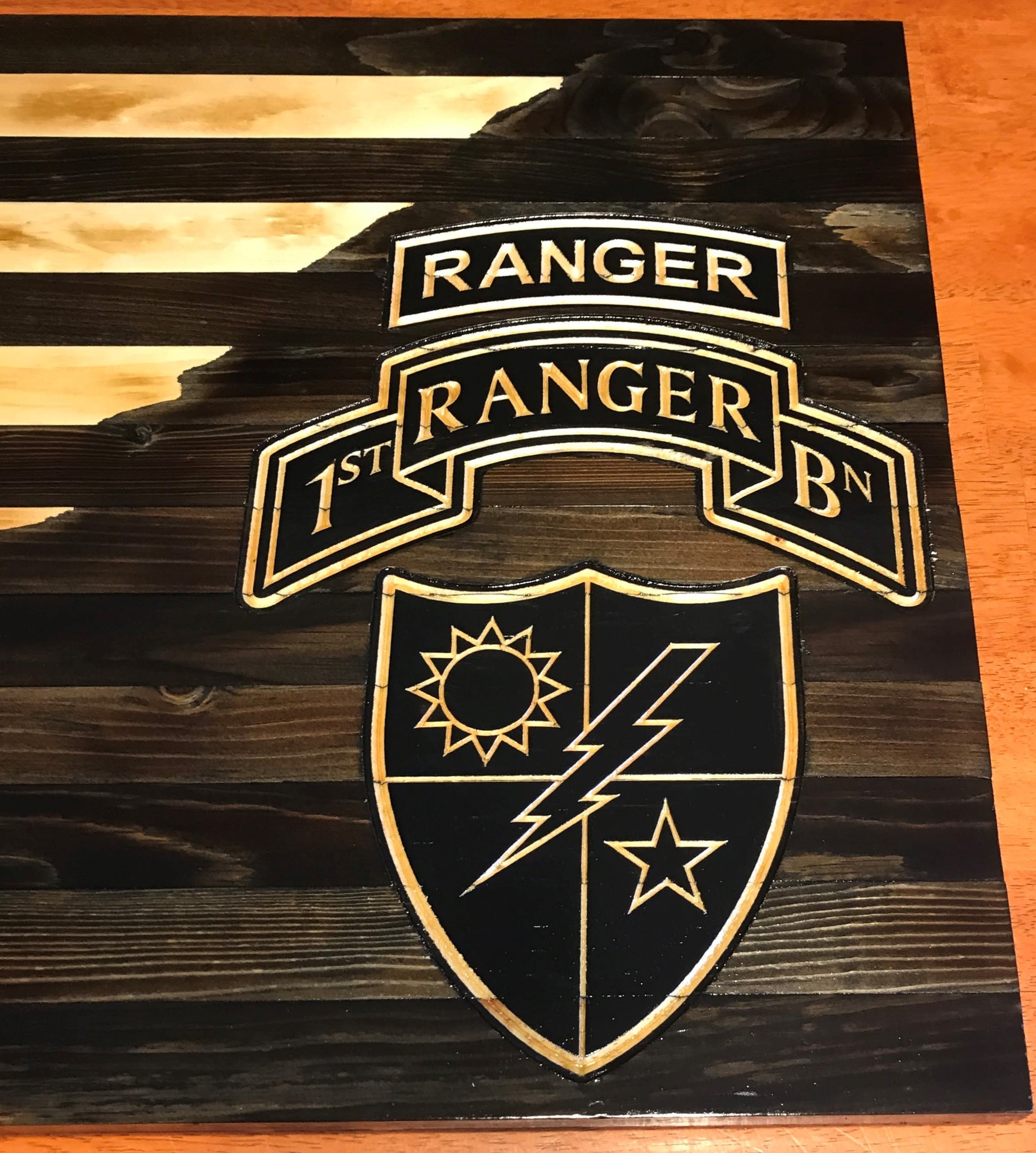 US Army Ranger Flag Rustic Burnt Wood American Flag - Etsy