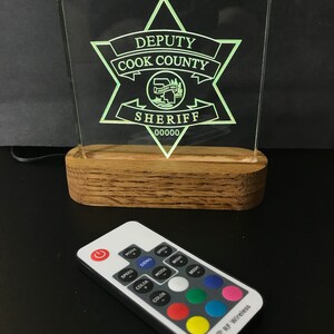 Cook County Sheriff Star Acrylic Lighted Plaque. Police Badge ...