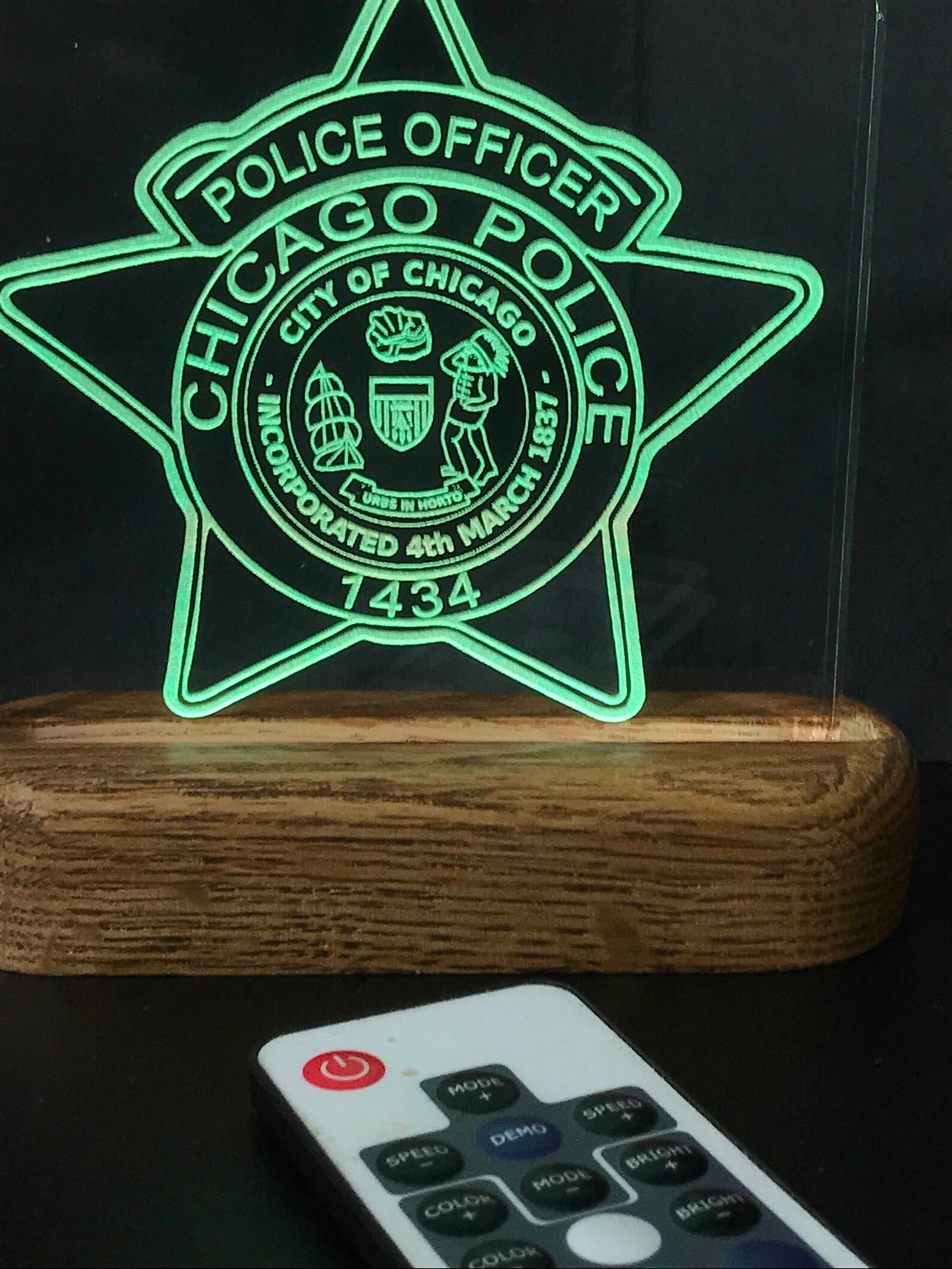 Chicago Police Badge Acrylic Lighted Plaque. Police Badge, Personalized ...