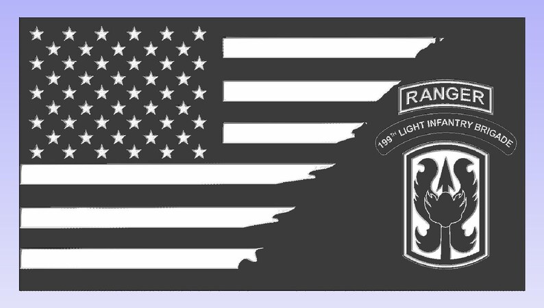 US Army Ranger 199th Light Infantry Brigade, Rustic Burnt Wood American ...