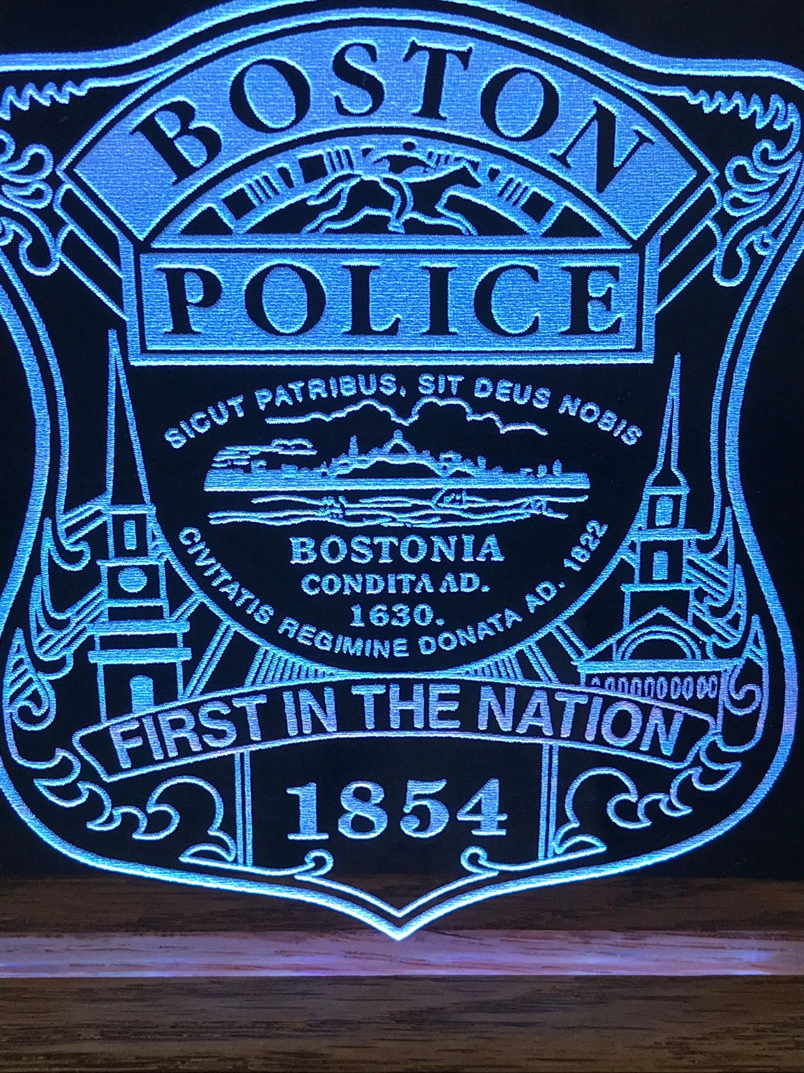 Boston Police Badge Acrylic Lighted Plaque. Police Badge - Etsy