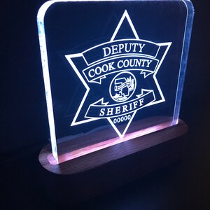 Cook County Sheriff Star Acrylic Lighted Plaque. Police Badge ...