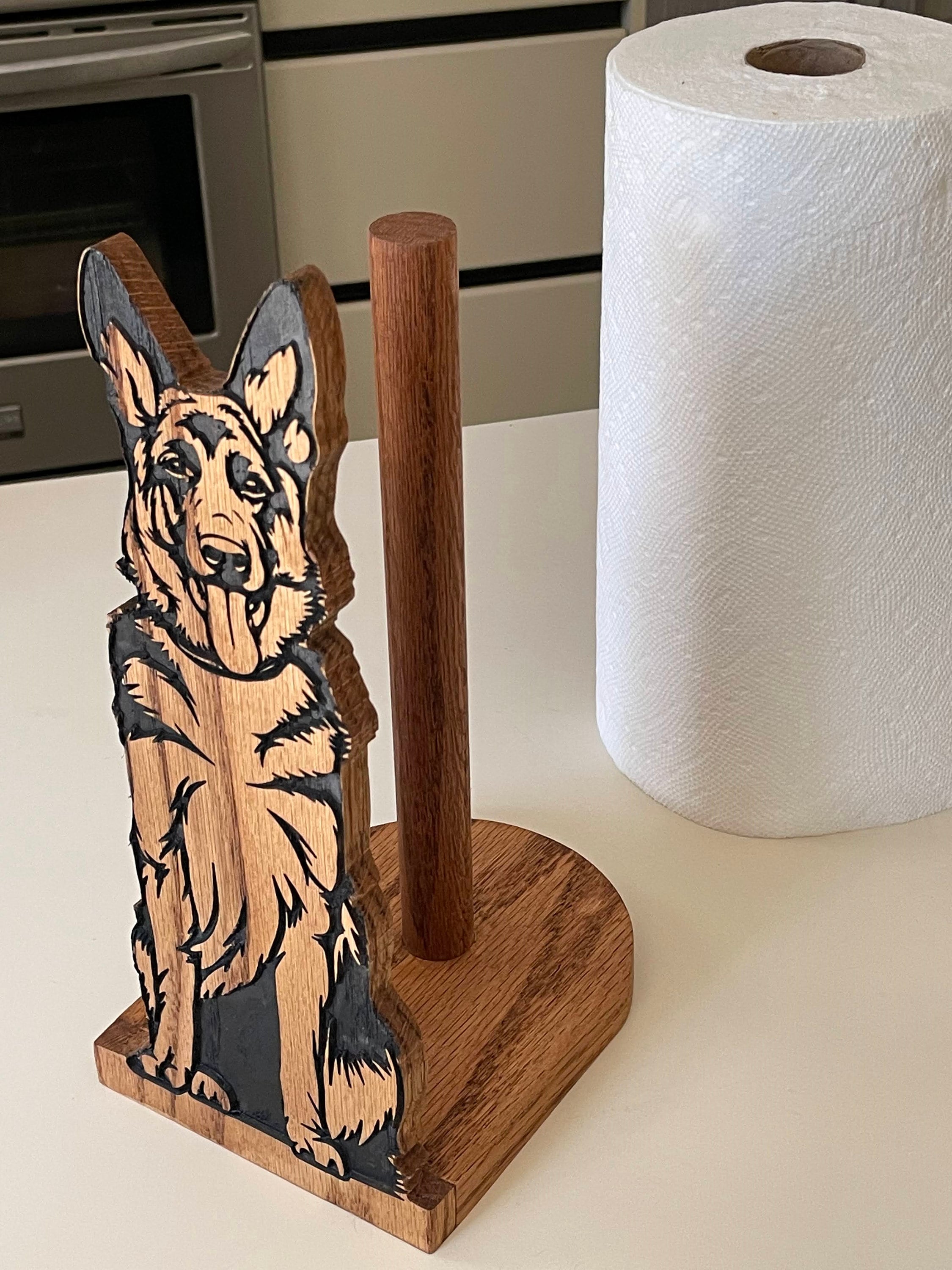 German Shepherd Paper Towel Holder Wood Standing Paper Towel - Etsy