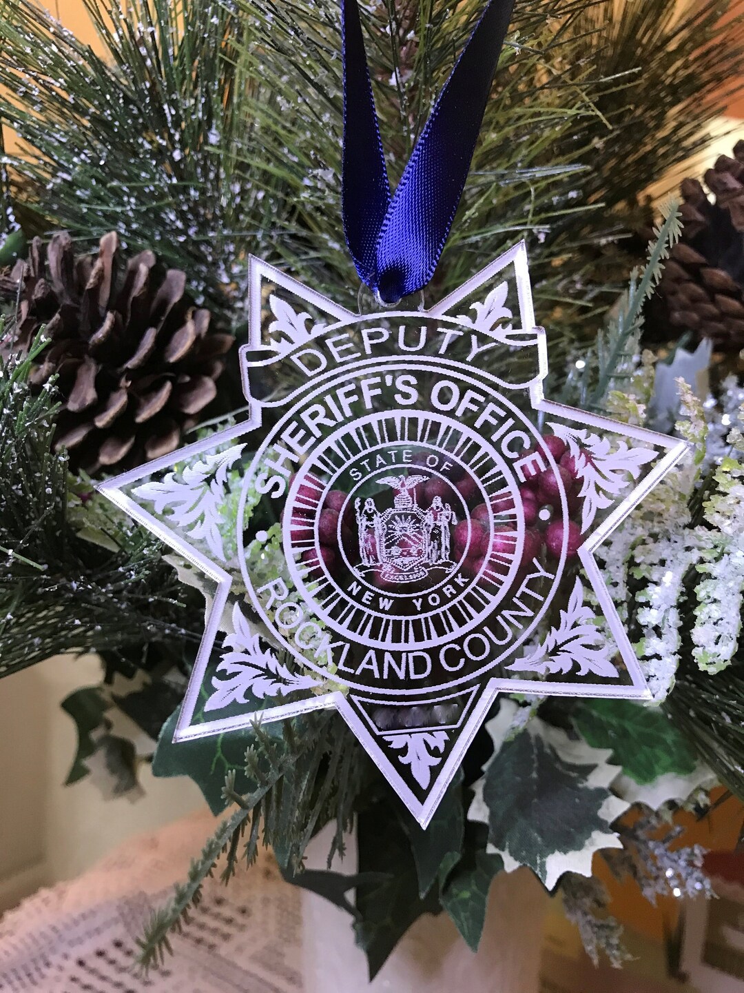 Rockland County Deputy Sheriff Badge Christmas Ornament, Clear Acrylic ...