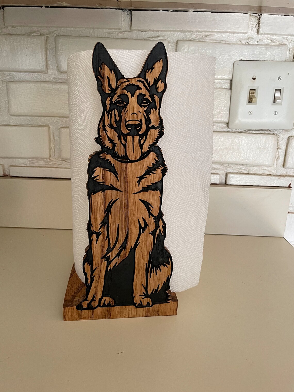 German Shepherd Paper Towel Holder Wood Standing Paper Towel - Etsy