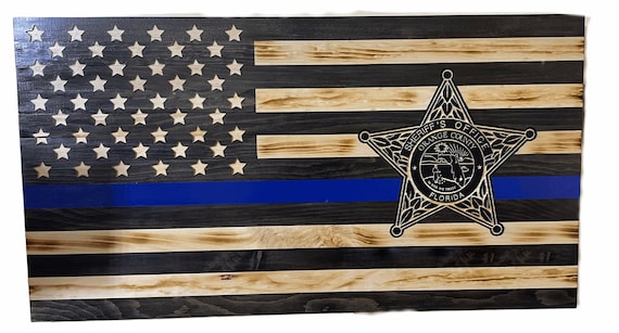 Thin Blue Line Stencil Of Sheriff Badge | Free Printable Papercraft ...