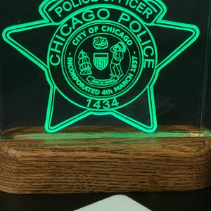 Chicago Police Badge Acrylic Lighted Plaque. Police Badge, Personalized ...