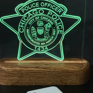 Chicago Police Badge Acrylic Lighted Plaque. Police Badge, Personalized ...
