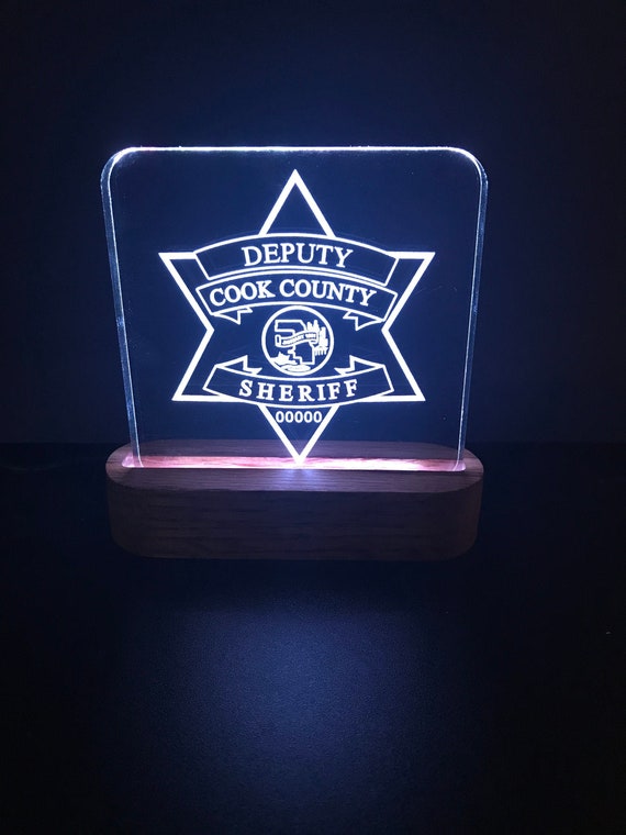 Cook County Sheriff Star Acrylic Lighted Plaque. Police Badge - Etsy