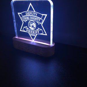 Cook County Sheriff Star Acrylic Lighted Plaque. Police Badge ...
