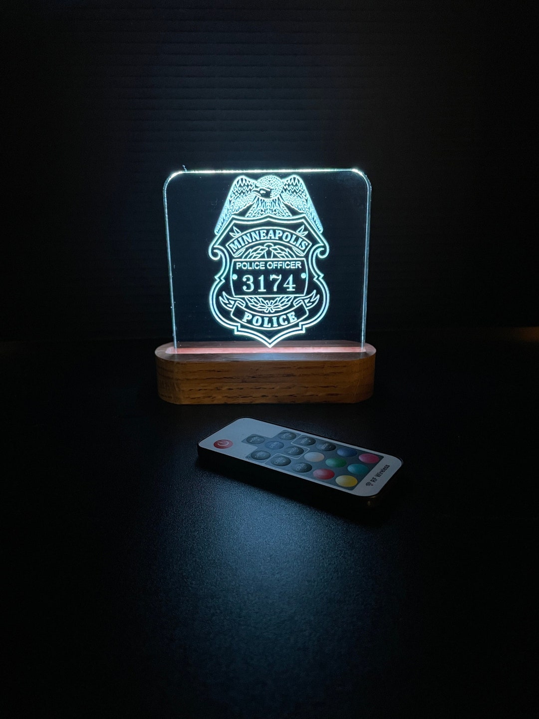 Minneapolis Police Badge Acrylic Lighted Plaque, Police Gift Lighted ...
