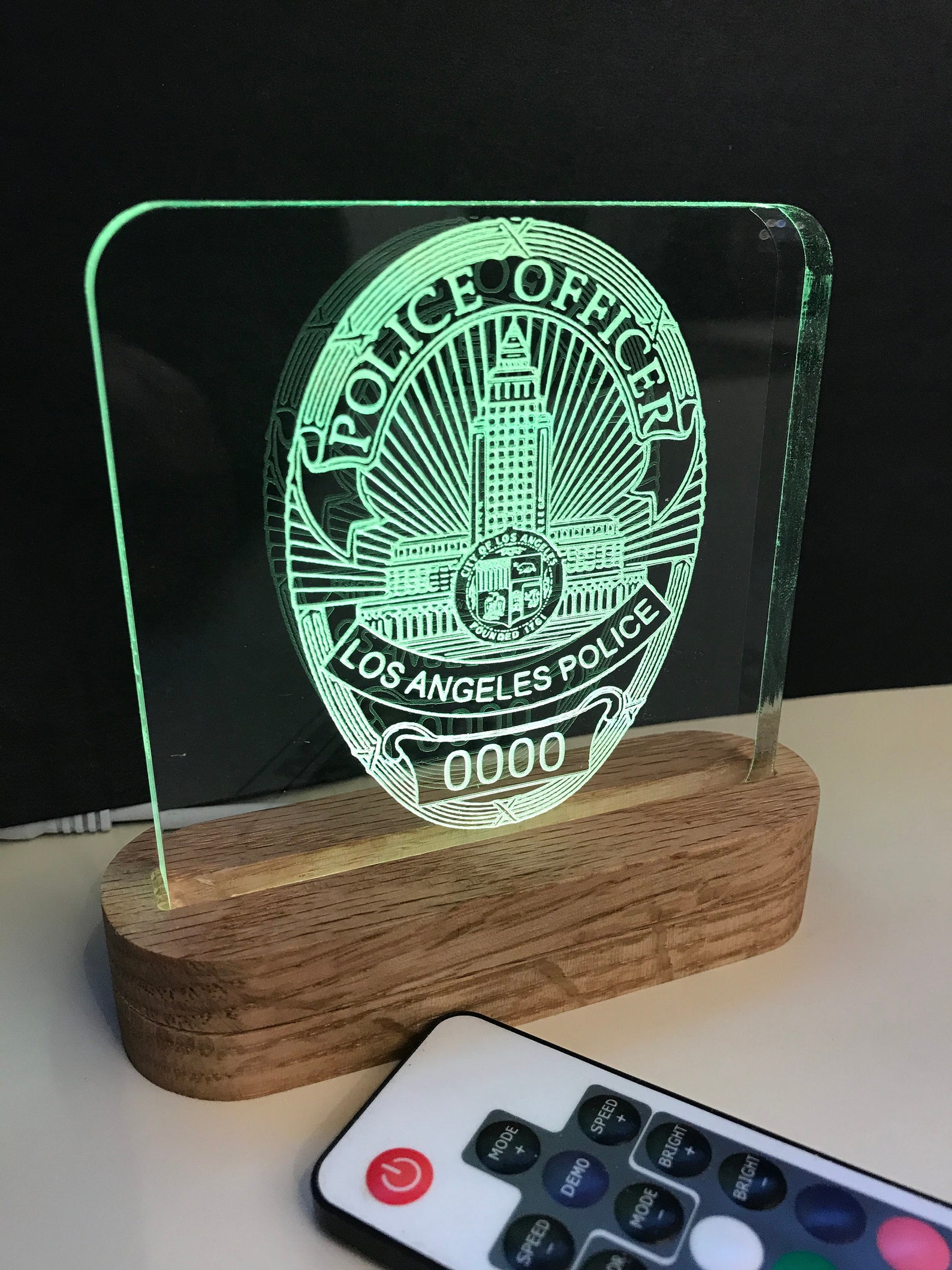 LAPD Badge Acrylic Lighted Plaque. Police Badge, Personalized Los ...