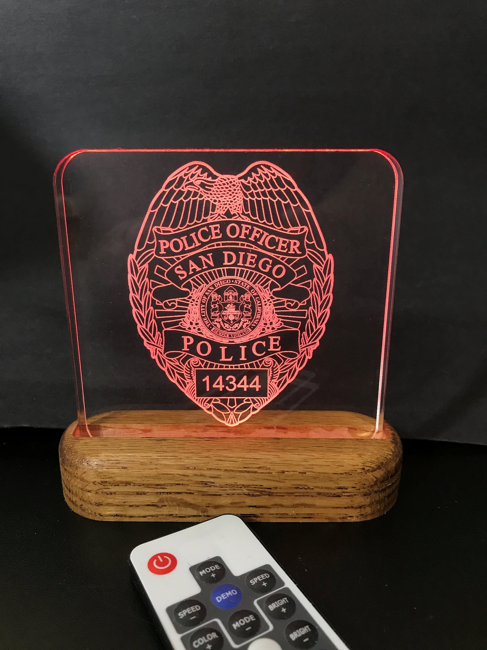 San Diego Police Badge Acrylic Lighted Plaque. Police Badge ...