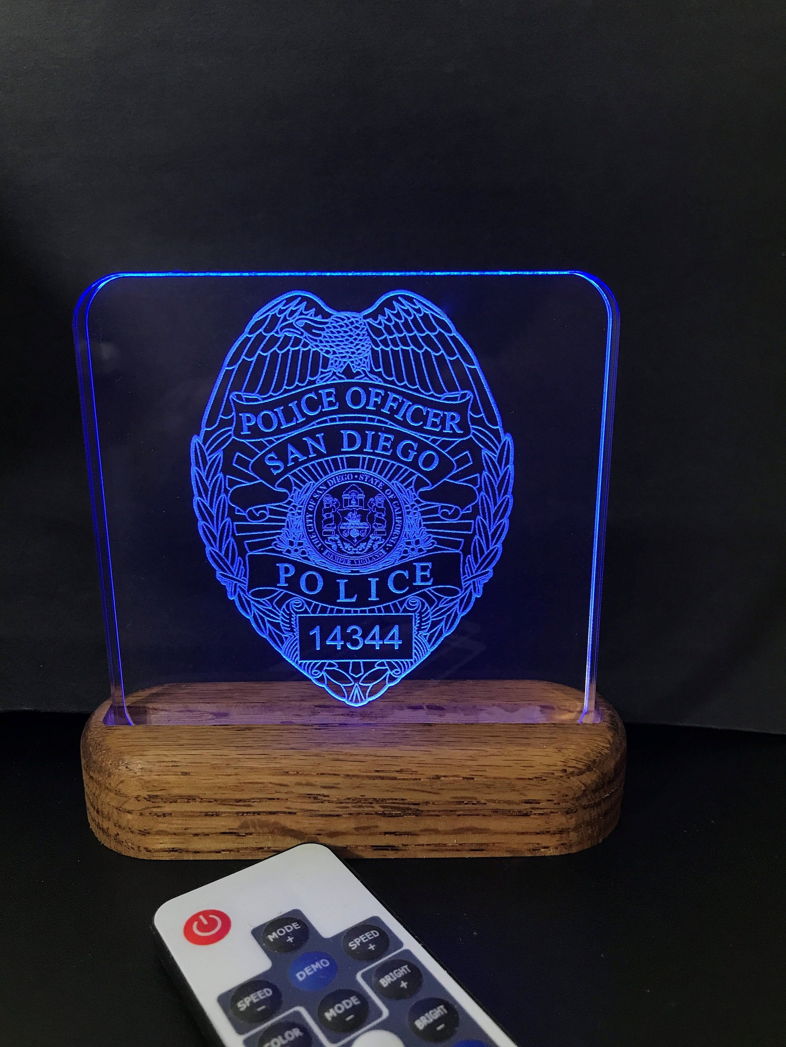 San Diego Police Badge Acrylic Lighted Plaque. Police Badge ...