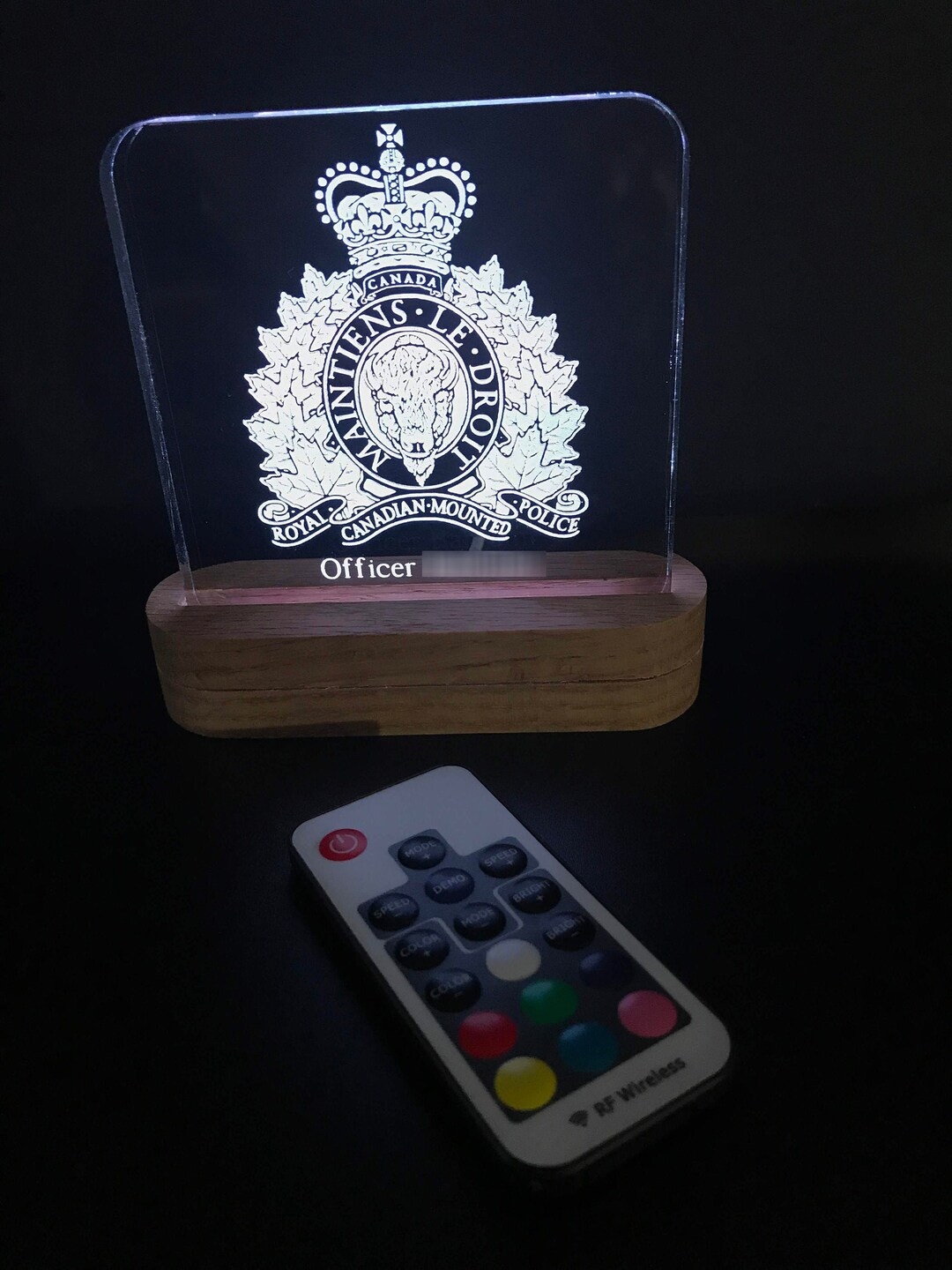 RCMP Badge Acrylic Lighted Plaque. Police Badge, Personalized Royal ...