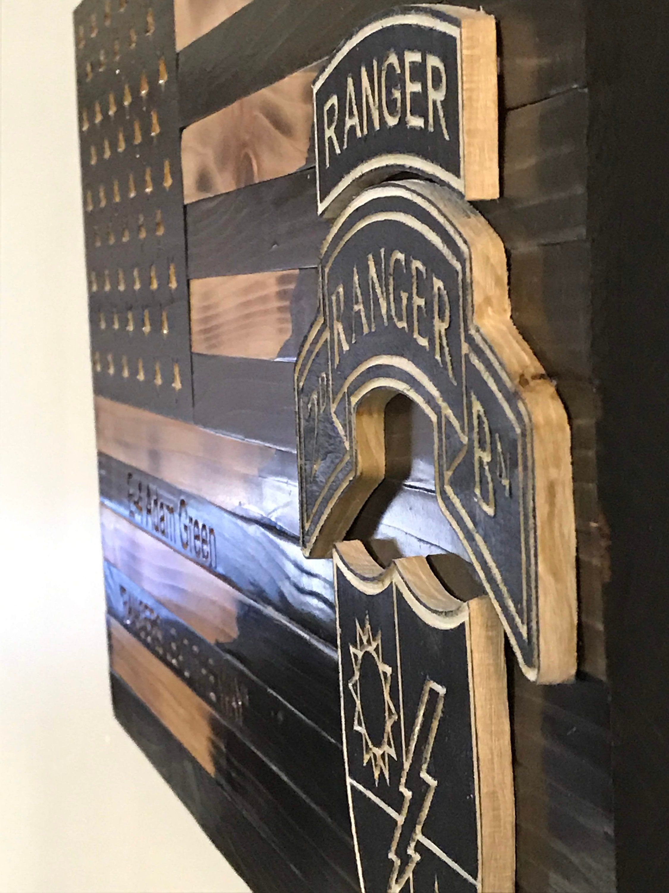 US Army Ranger Flag Rustic Burnt Wood American Flag | Etsy