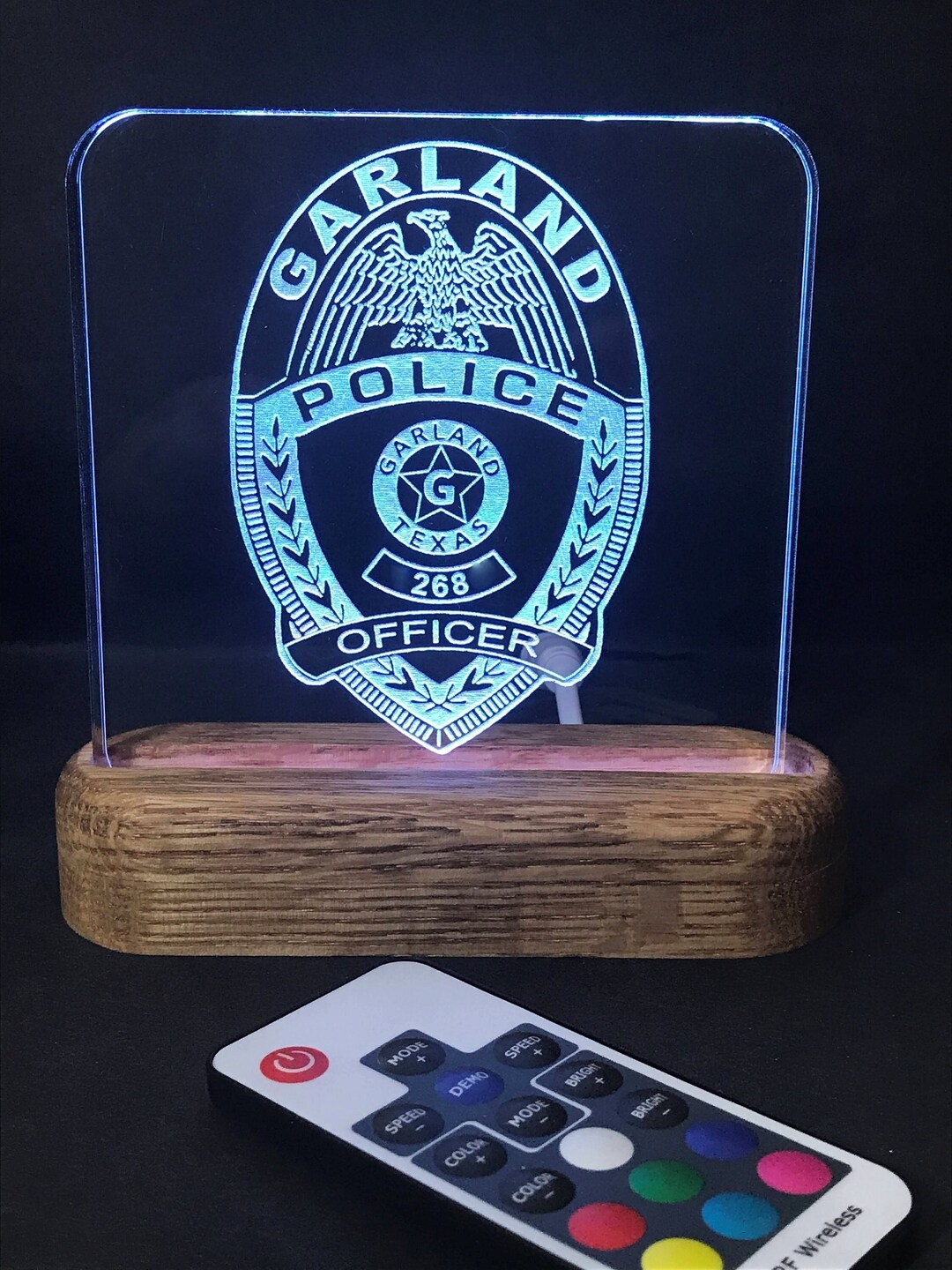Garland Police Badge Acrylic Lighted Plaque. Police Badge, Personalized ...