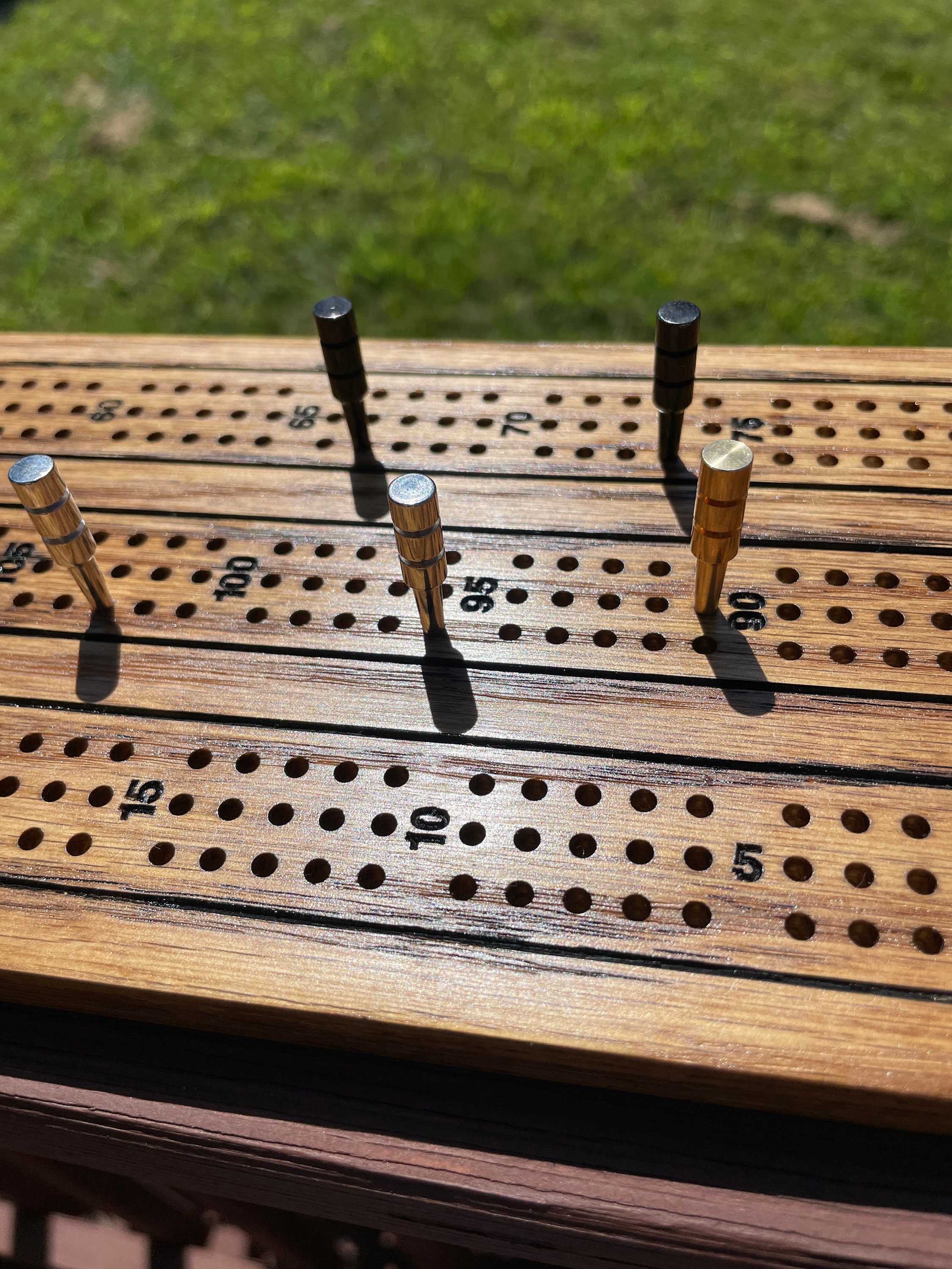 Classic Solid Oak Wood Cribbage Board - Portable Travel Size - Complete ...