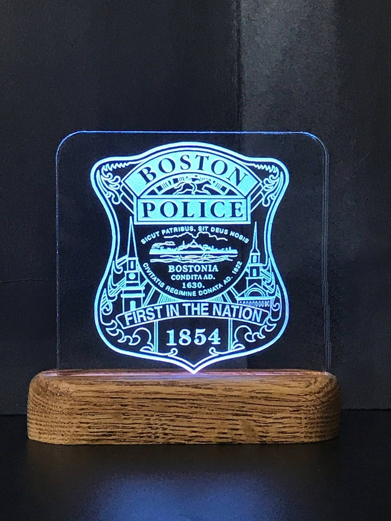 Boston Police Badge Acrylic Lighted Plaque. Police Badge - Etsy