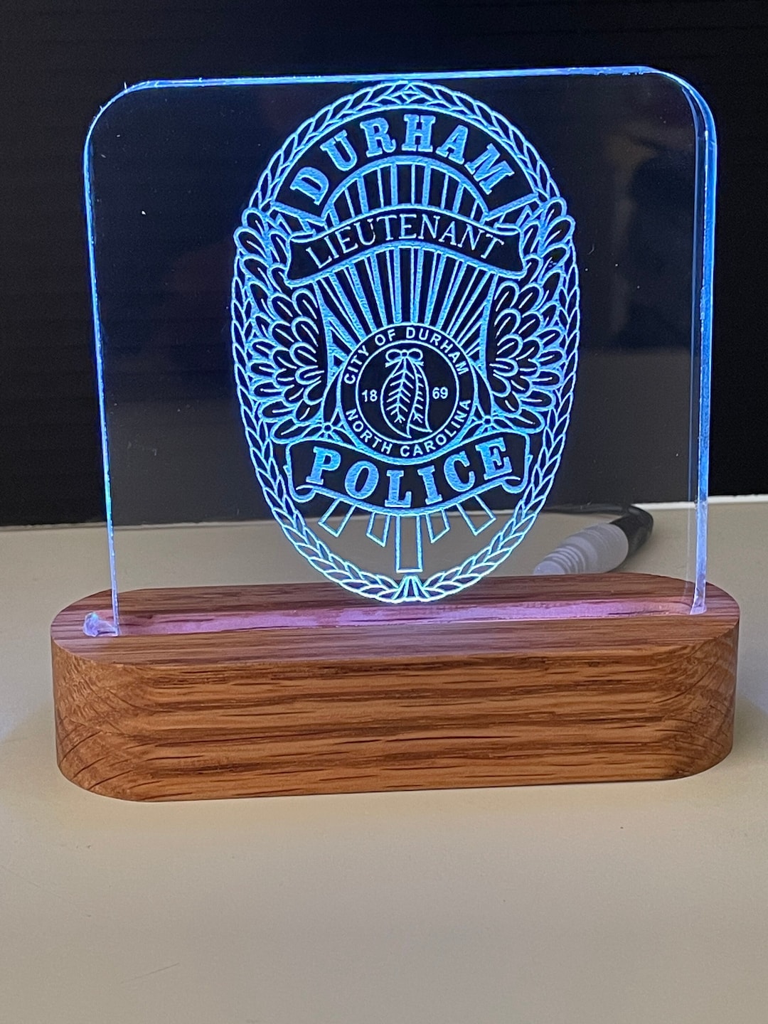 Durham NC Police Badge Acrylic Lighted Plaque. - Etsy